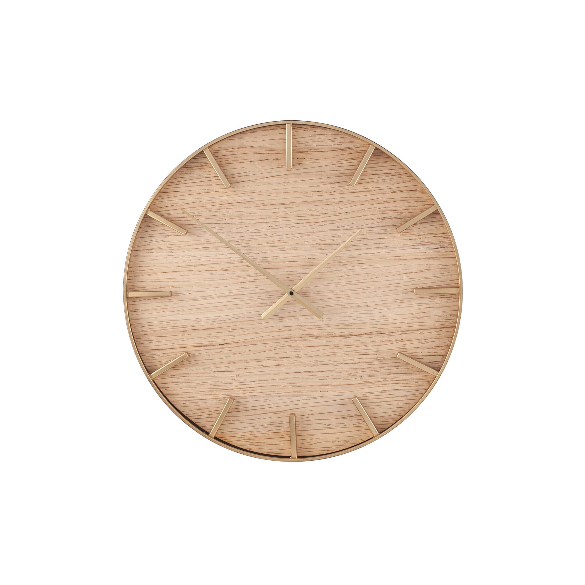 GOLD METAL AND NATURAL WOOD CLOCK - Trend Collection AS