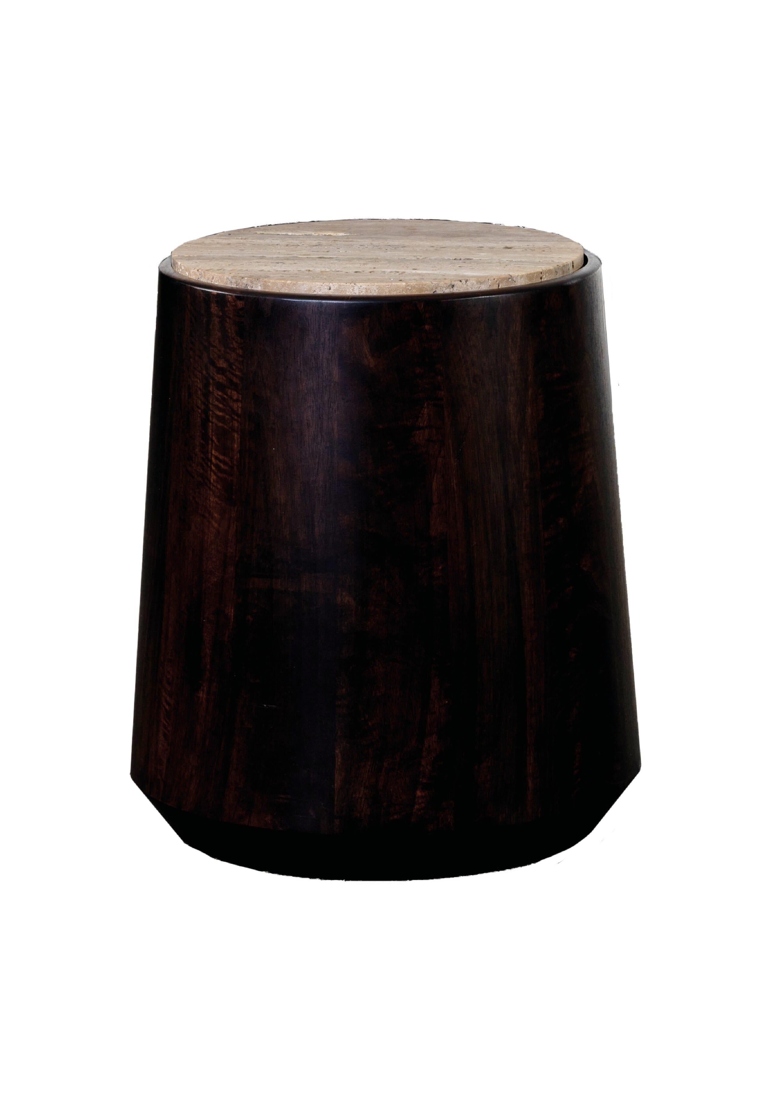 IOWA COFFEE TABLE TRAVERTINE Ø45xH50 BASE WALNUT - Trend Collection AS